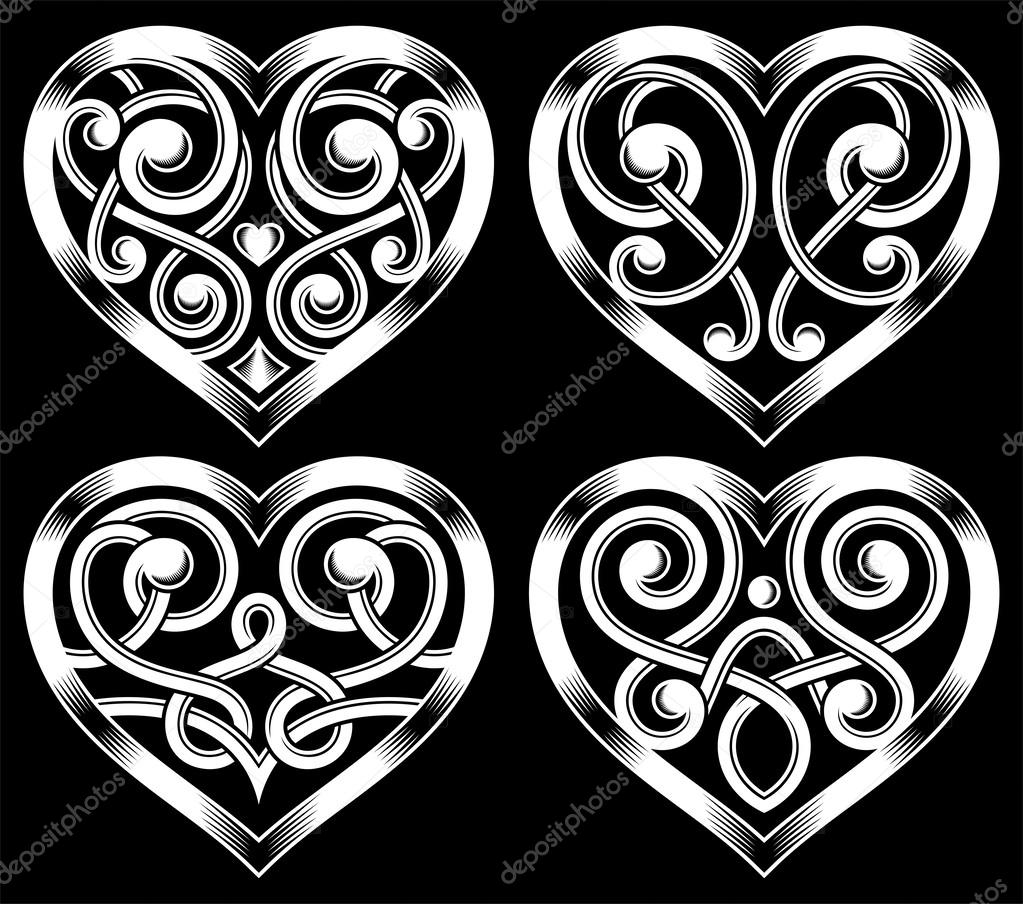Set of Ornate Heart Shape — Stock Vector © vectorfreak #31674059