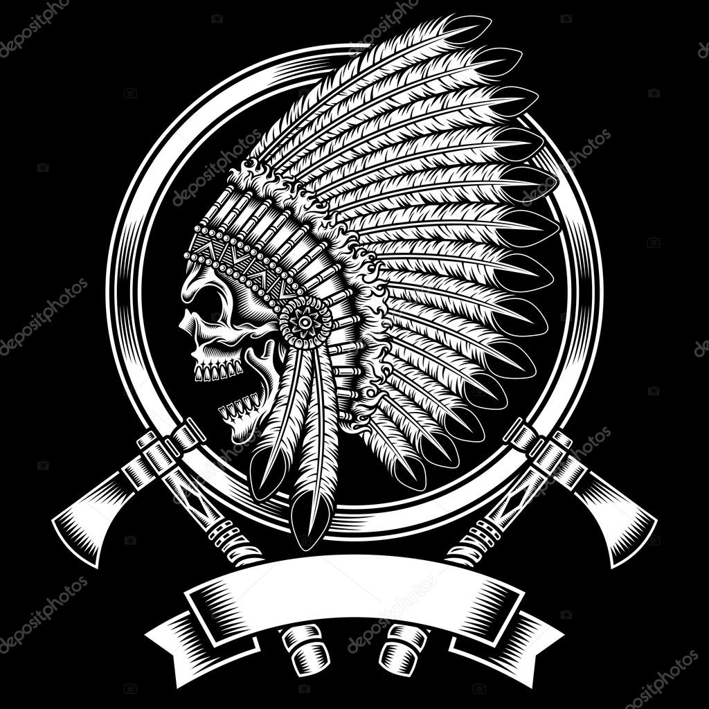 Native-american-indian-chief-skull-with-tomahawk | Native American ...