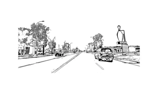 Print Building View Landmark Chennai City India Hand Drawn Sketch Stock ...