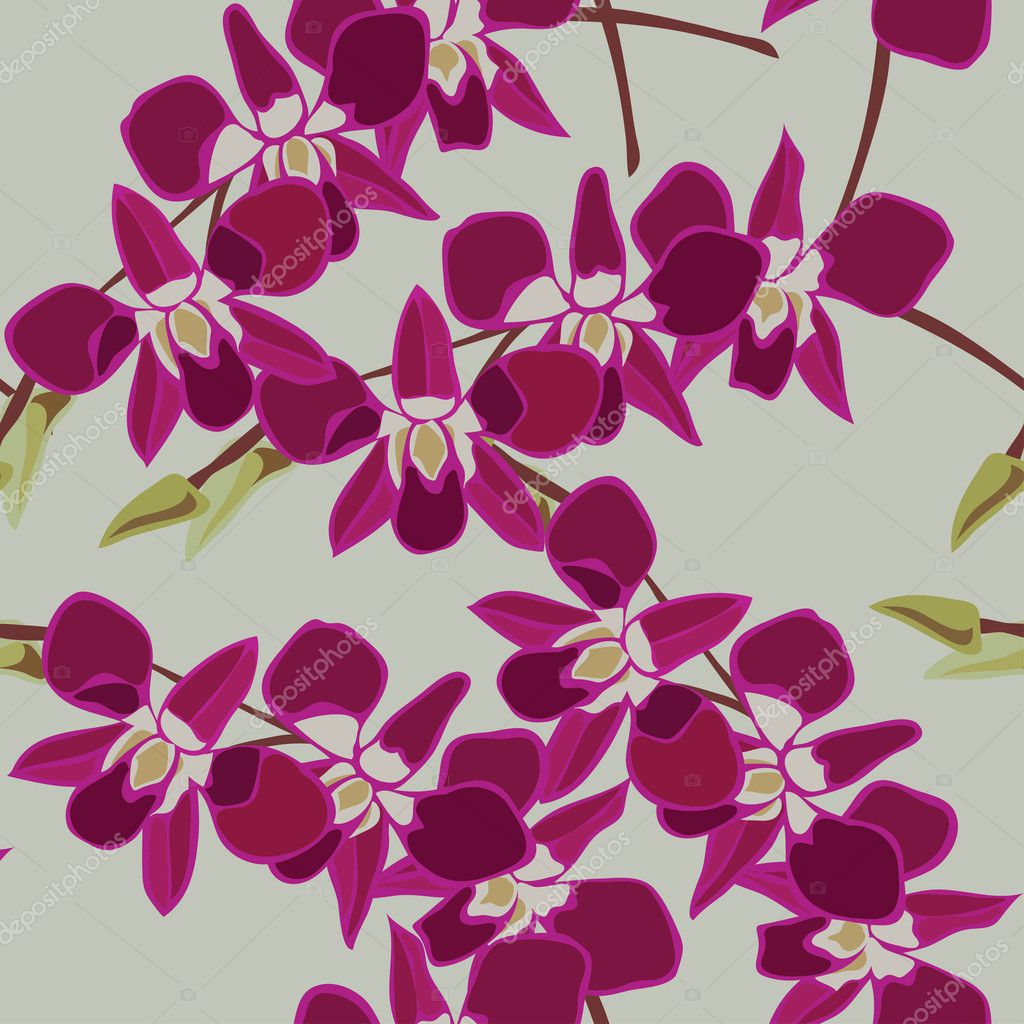 Floral Seamless Pattern With Orchids Stock Vector Image By ©marchi