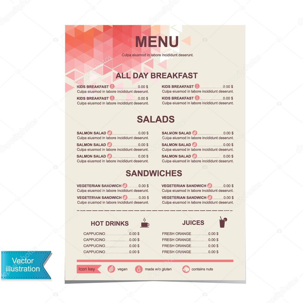 Cafe menu, template design illustration. — Stock Photo © Marchi #28999479