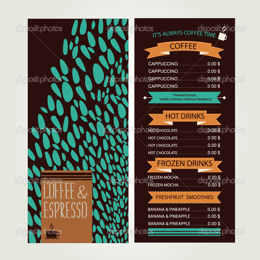 Cafe menu, template design. Vector illustration. Stock Vector Image by ...