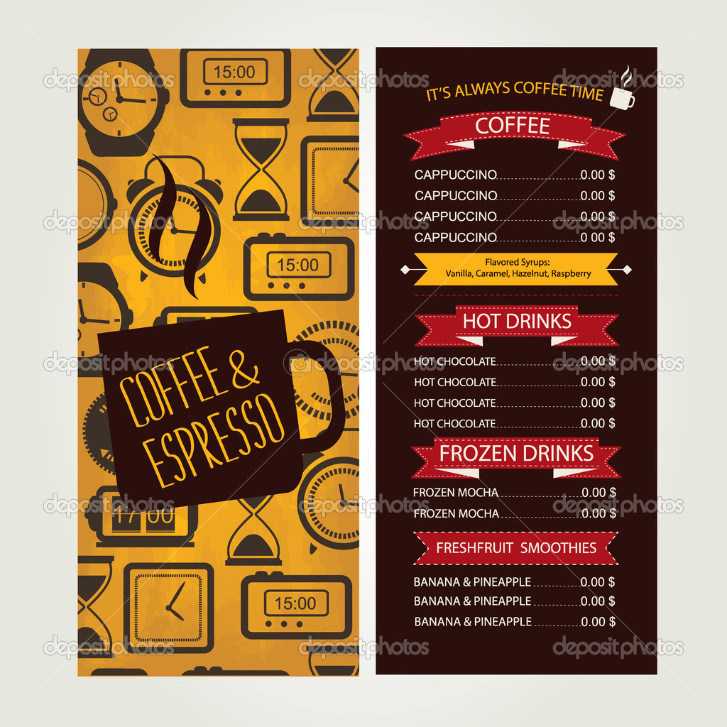 Cafe menu, template design. Vector illustration. Stock Vector Image by ...
