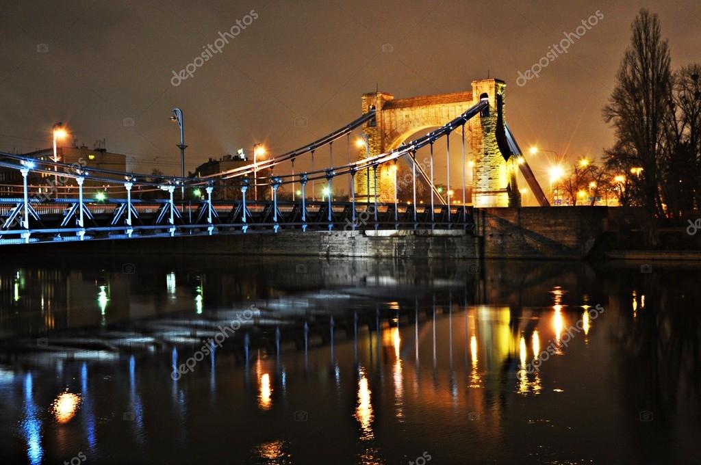 Grunwaldzki Bridge at night in Wroclaw Stock Photo by ©photoshevchuk ...
