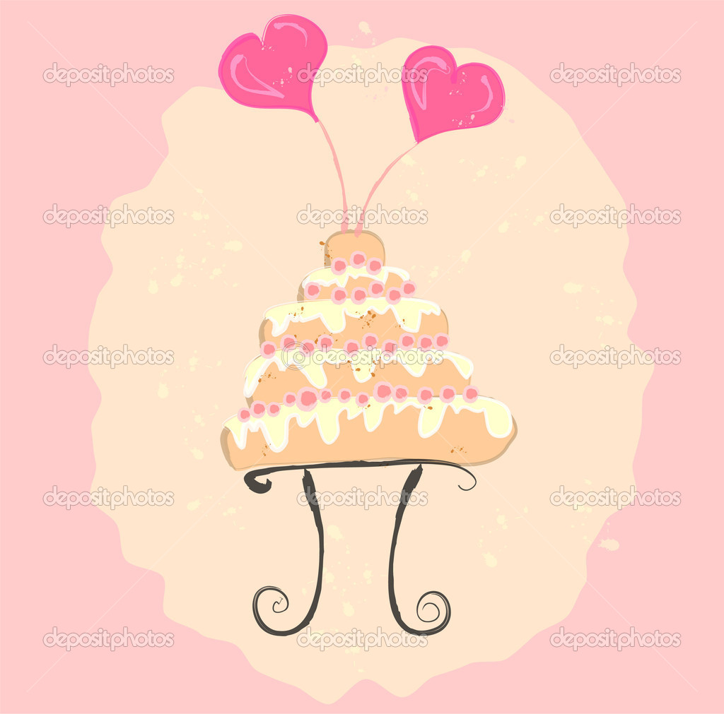 Pastel de cumpleaños para el Día de San Valentín Vector de stock por ...