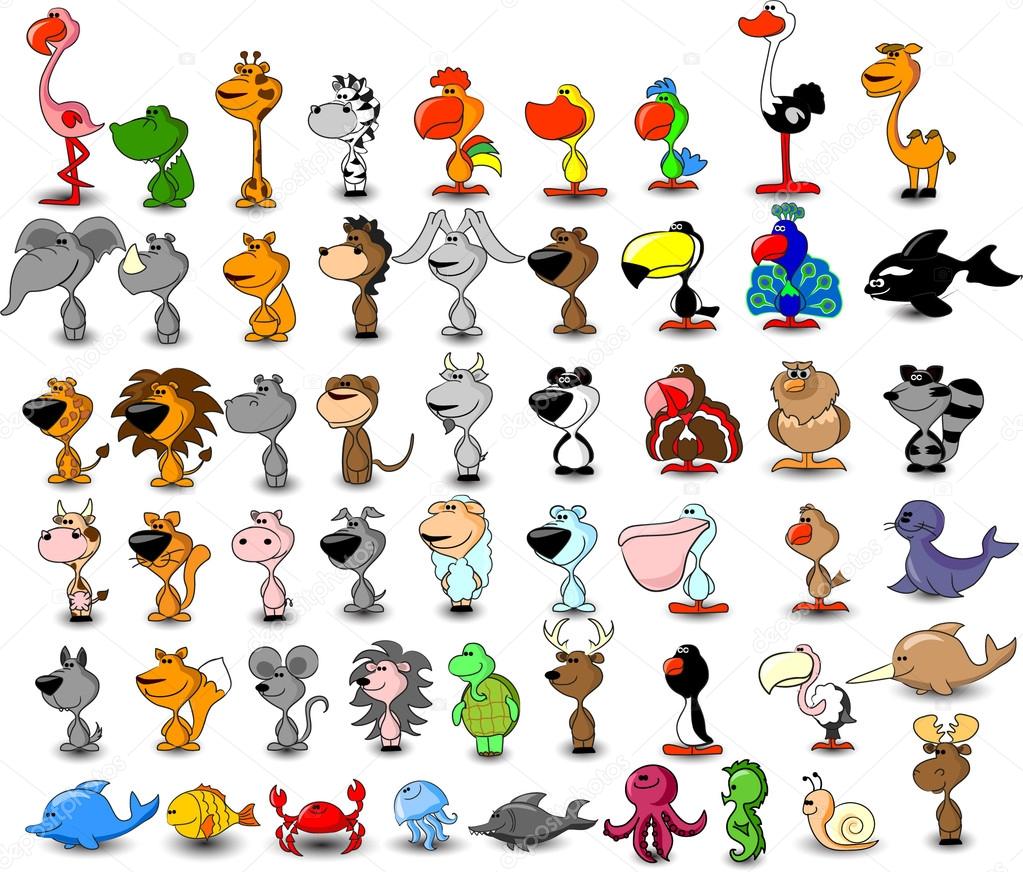 Set of cartoon vector animals Stock Vector by ©virinaflora 13735828
