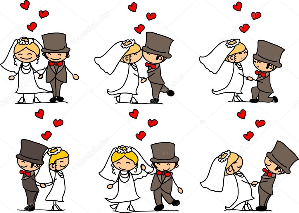 Nastavit kreslené postavy svatby — Stock Vektor © virinaflora #13735893