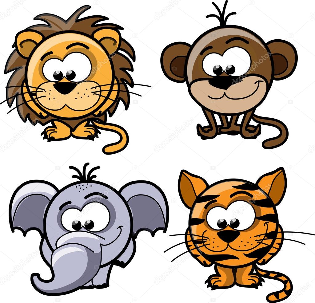 Cartoon cute animals, vector Stock Vector by ©virinaflora 20390149