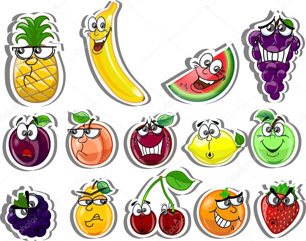 Frutas De Dibujos Animados Vector Gráfico Vectorial © Virinaflora