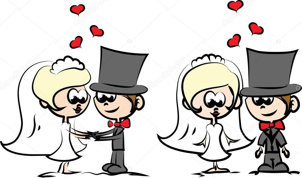 Wedding Cartoon Bride And Groom Stock Illustration By ©virinaflora