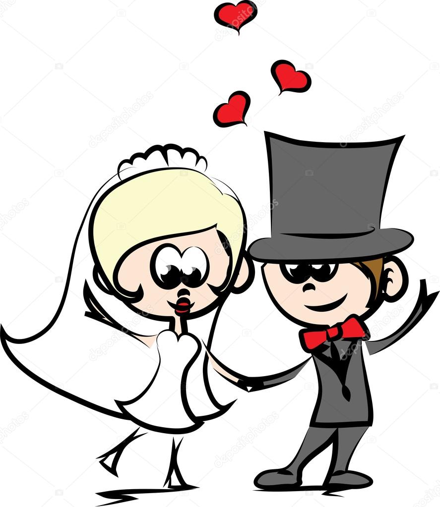 Wedding Cartoon Bride And Groom — Stock Vector © Virinaflora 21431769