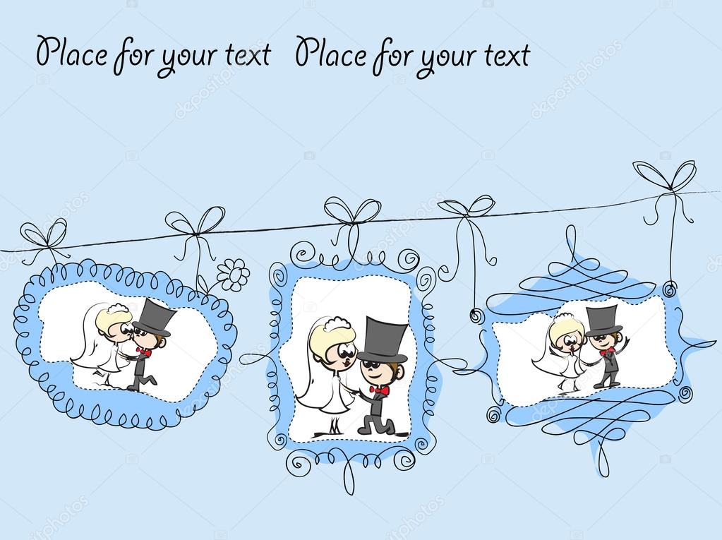 Wedding Cartoon Bride And Groom With Place For Your Text Stock Vector