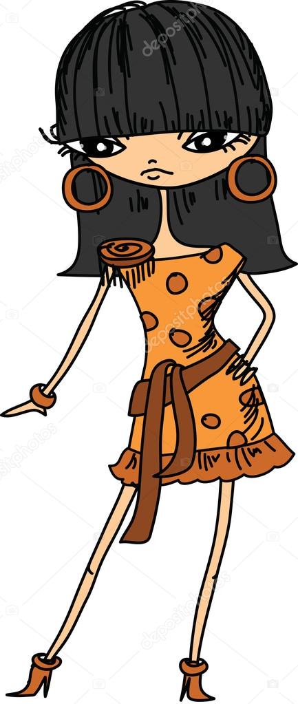 Cartoon Fashionable Girl Stock Vector By ©virinaflora 22561429