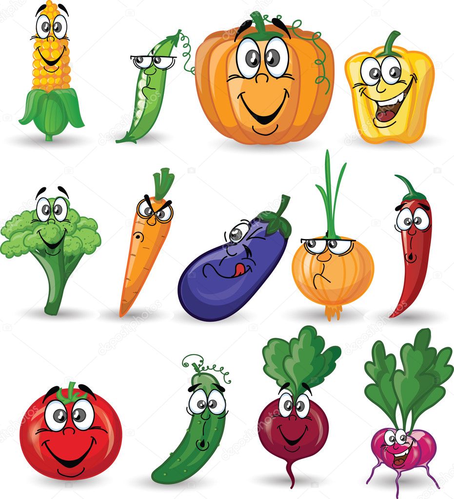 Dibujos animados verduras con emociones Vector de stock #24082891 de ...