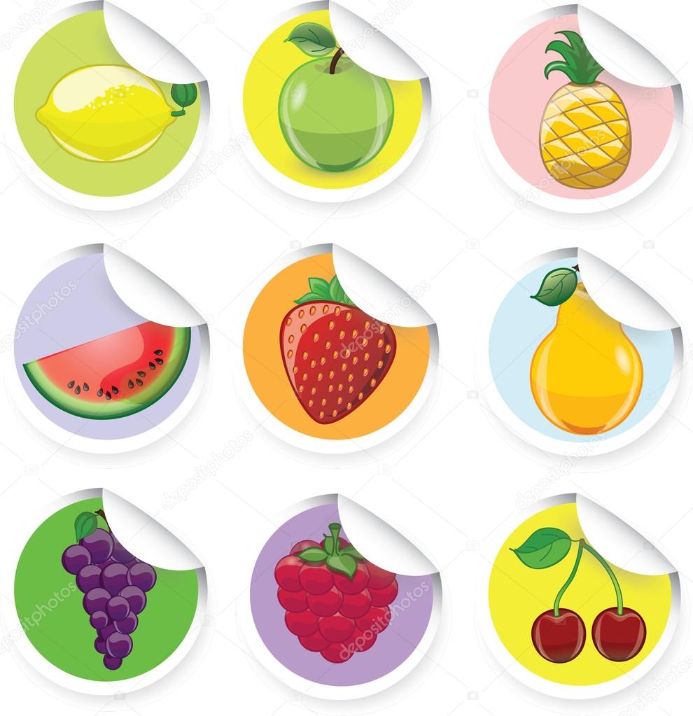 Stickers with cartoon fruits Stock Vector Image by ©virinaflora 100 ...