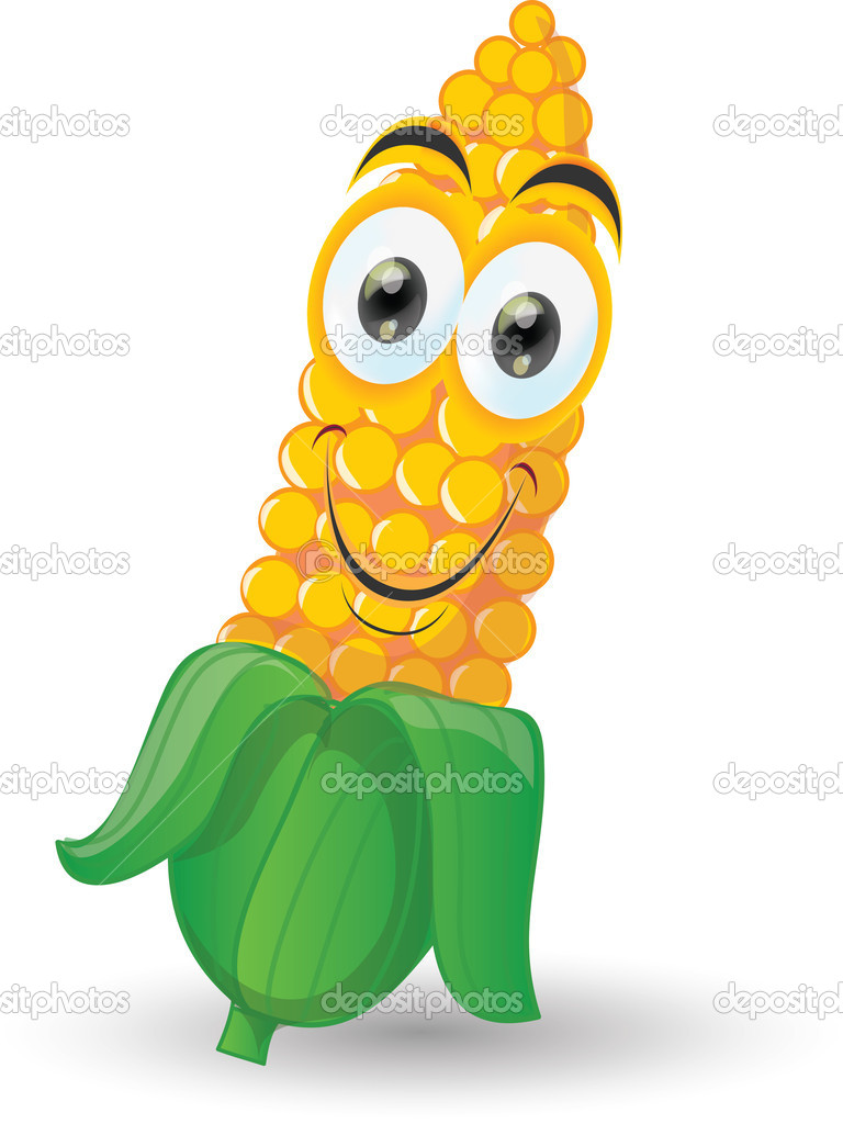 Cartoon maïs met schattig gezicht — Stockvector © virinaflora #29793445