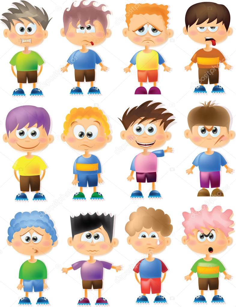 Cute cartoon boys with different emotions Stock Vector by ©virinaflora ...