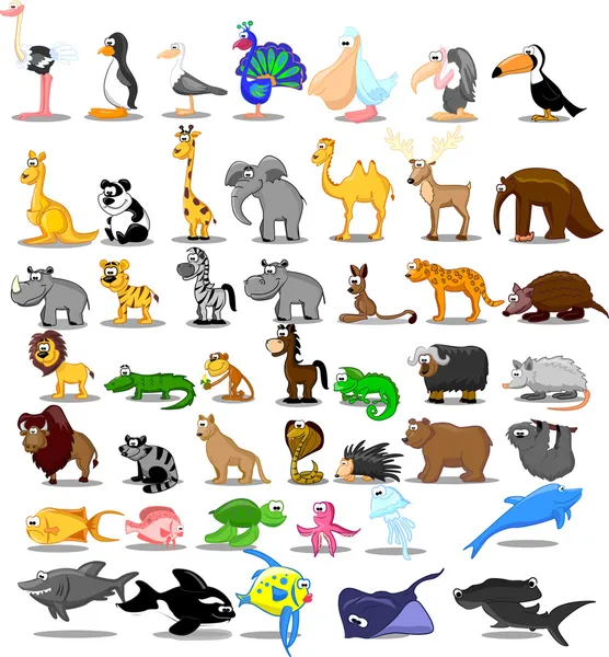 Big set of cartoon animals, vector Stock Vector by ©virinaflora 18765993