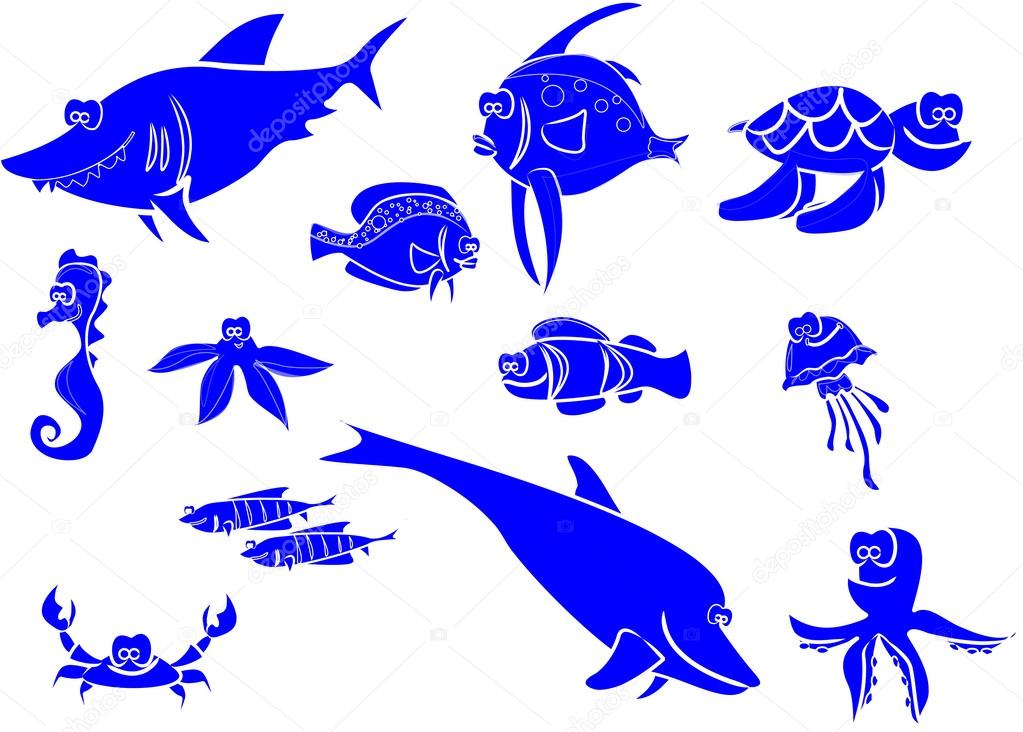 Extra large set marine fishes Stock Vector by ©virinaflora 36347657