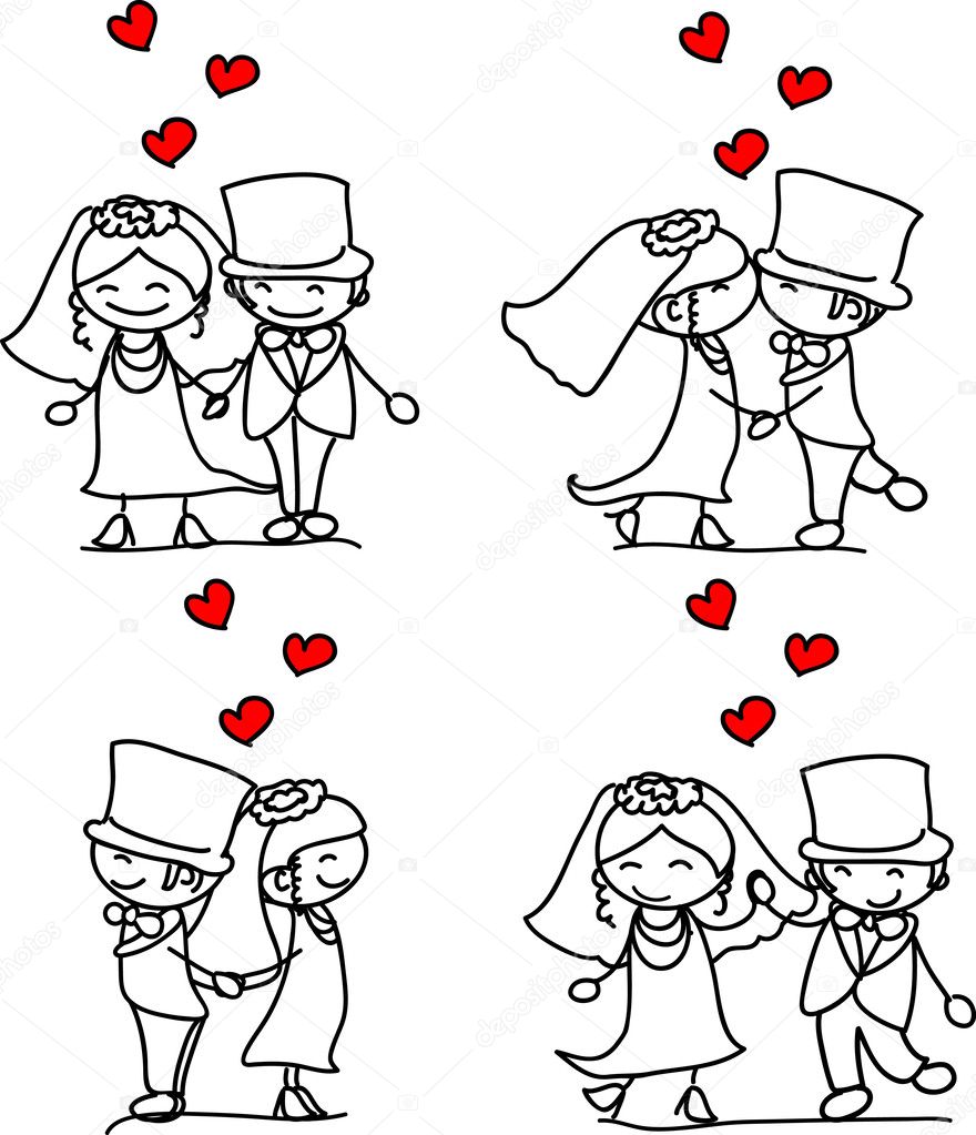 Lovely Wedding The Bride And Groom — Stock Vector © Virinaflora 100