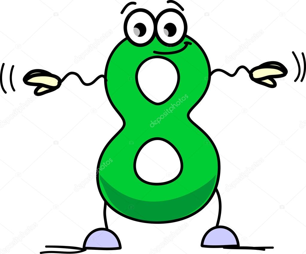 desenho animado número oito — Vetores de Stock © virinaflora #37455499