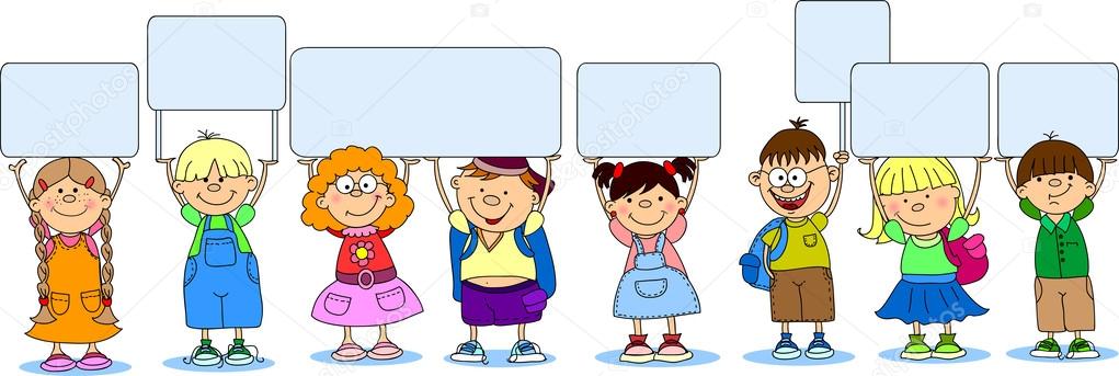 Cute students hold a banners Stock Vector by ©virinaflora 37513723