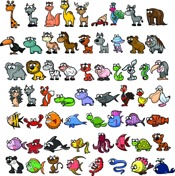 Big set of cartoon animals, vector Stock Vector by ©virinaflora 18765993