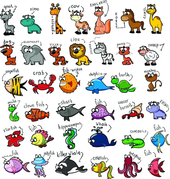 Big set of cartoon animals, vector Stock Vector Image by ©virinaflora ... Big set of cartoon animals, vector Stock Vector Image by ©virinaflora ...