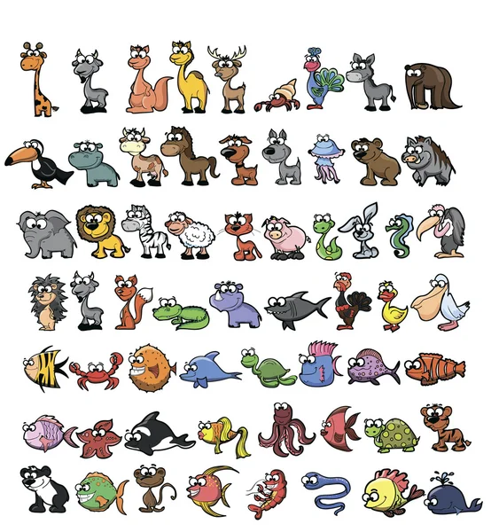 Big set of cartoon animals, vector Stock Vector by ©virinaflora 18765993