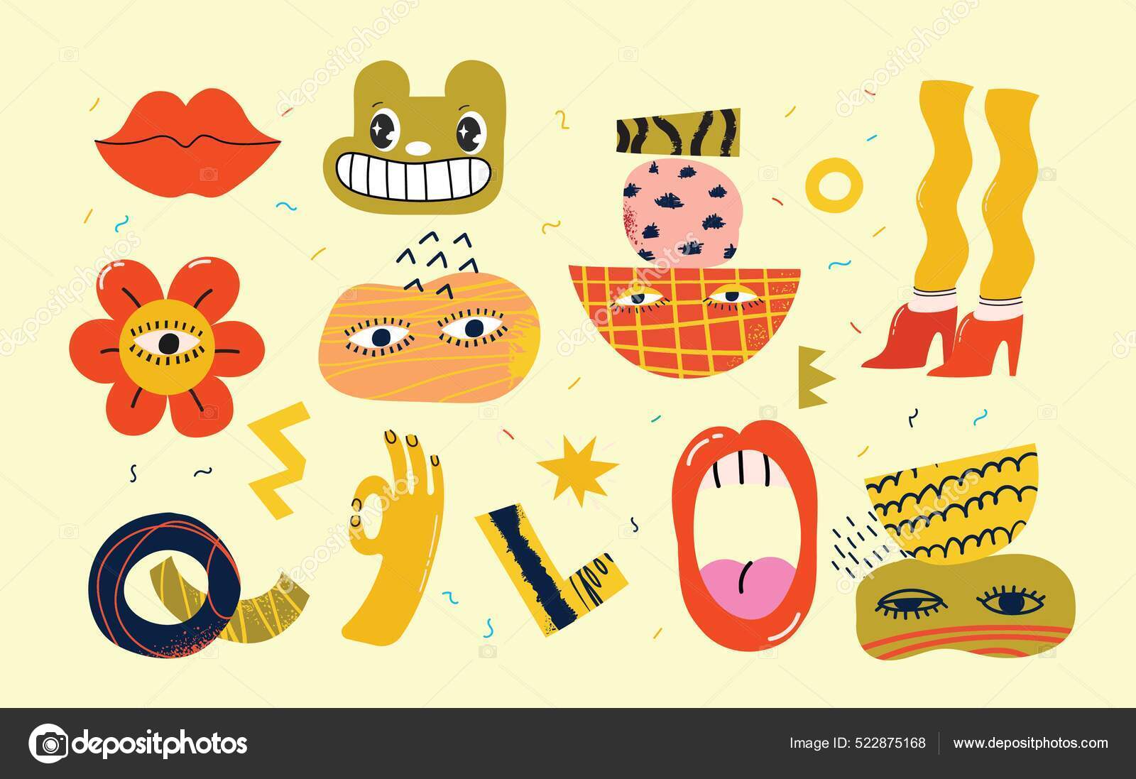 Big Set of Different colored Vector illustartions for posters in ...