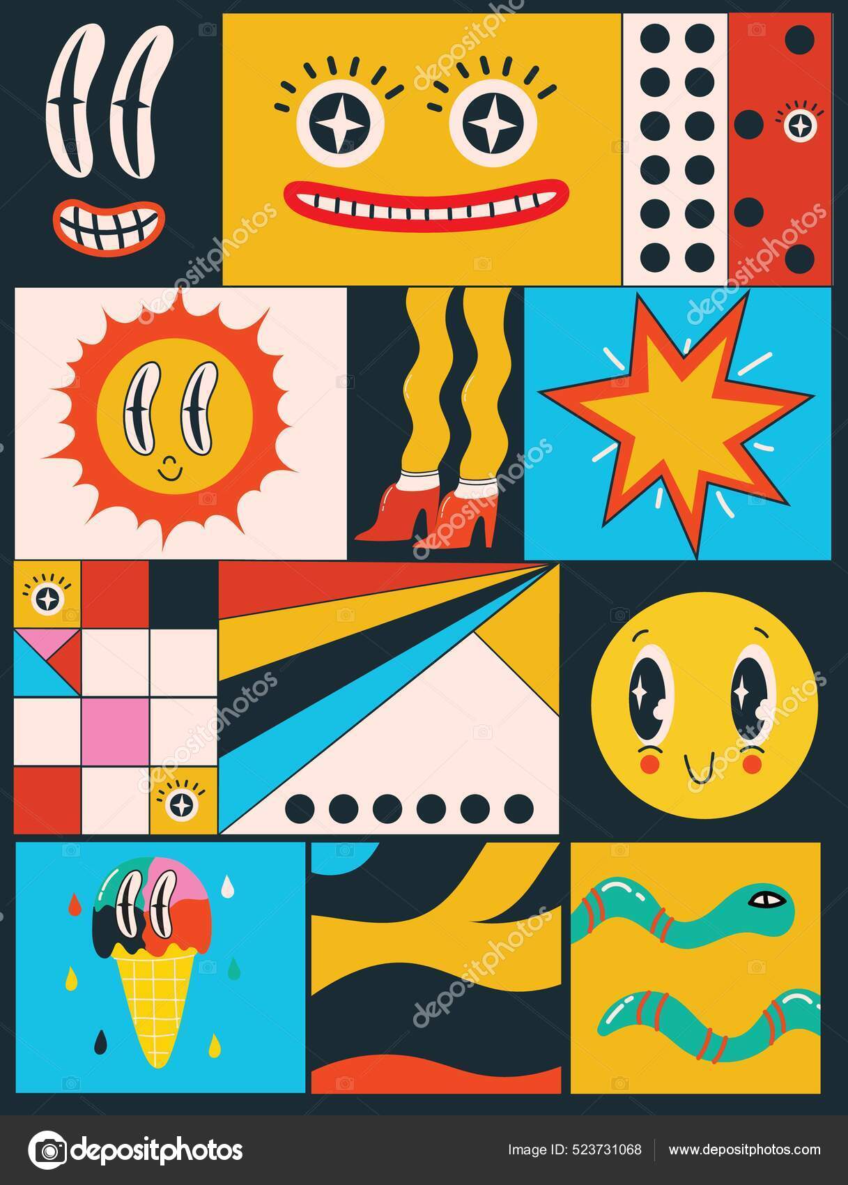 Conjunto grande de ilustraciones vectoriales de diferentes colores para ...