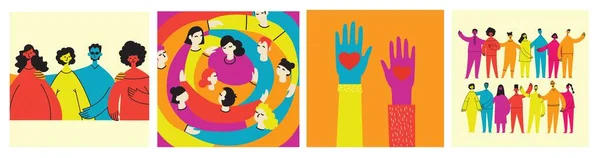 Group of people men, women are standing together. Concept of diversity ...