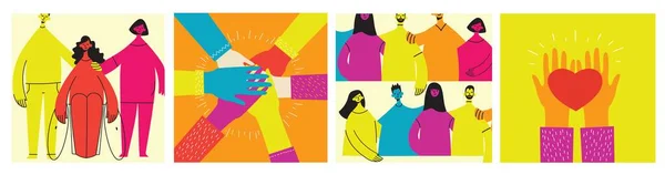 Group of people men, women are standing together. Concept of diversity ...