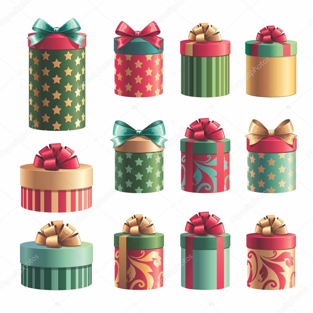 Gift boxes design elements set Stock Illustration by ©wacomka #36977197