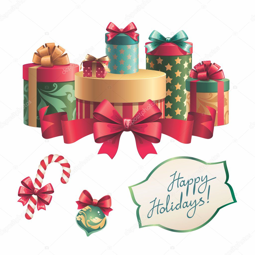Gift boxes design elements set Stock Illustration by ©wacomka #36977225