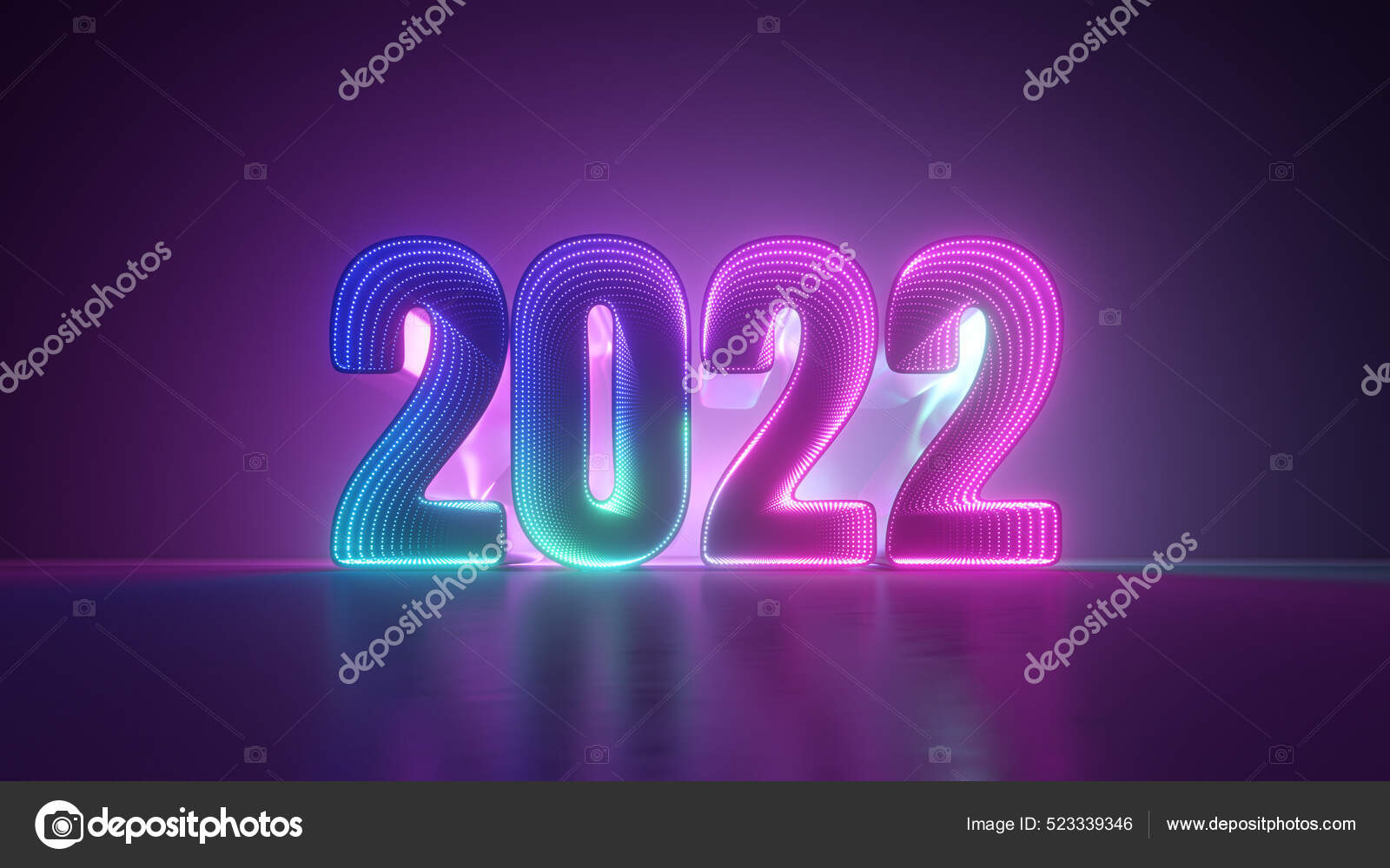 Render Neon Numbers 2022 Glowing Pink Blue Light New Year — Stock Photo ...