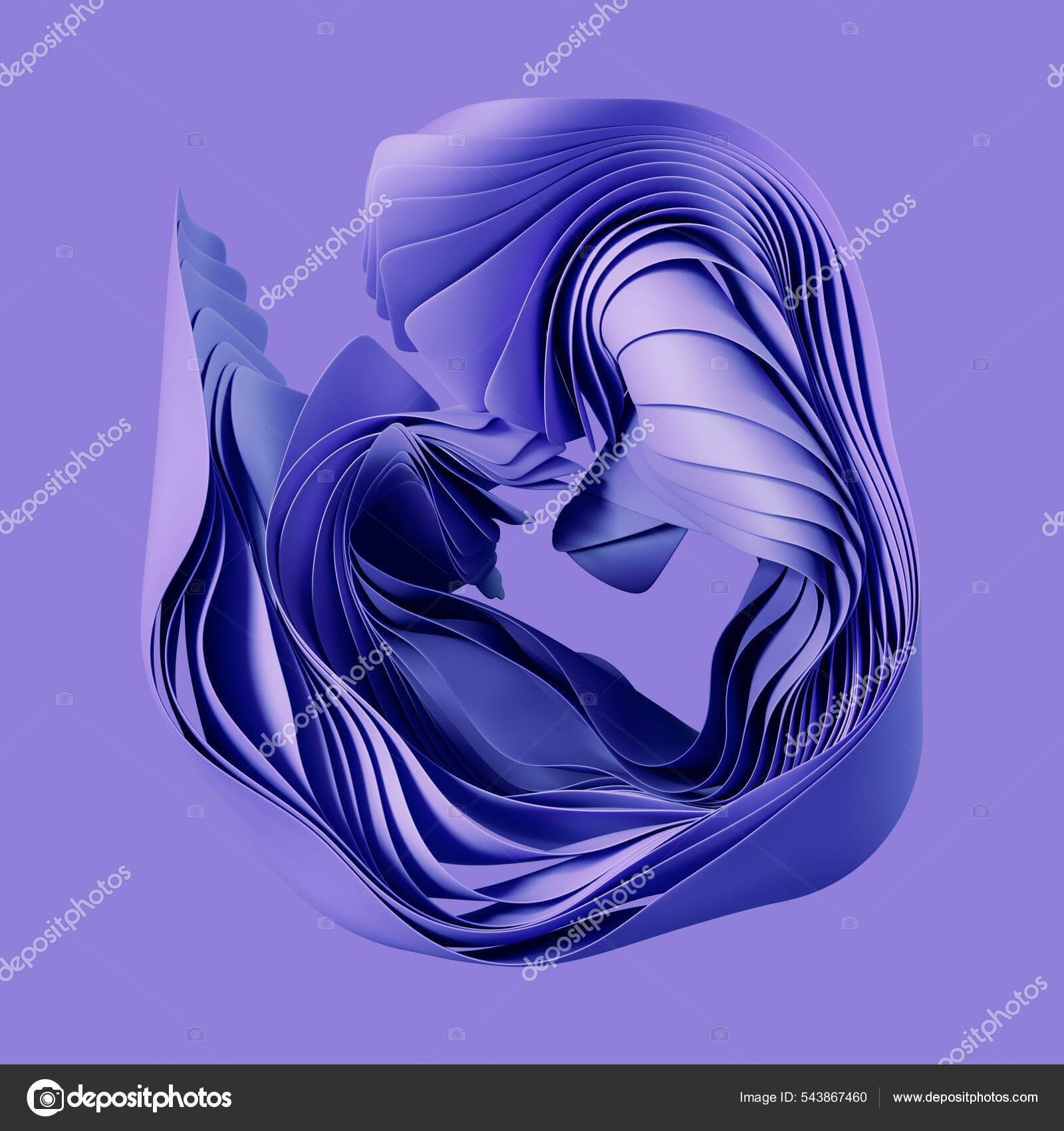 Render Abstract Layered Curvy Object Isolated Violet Background Modern ...