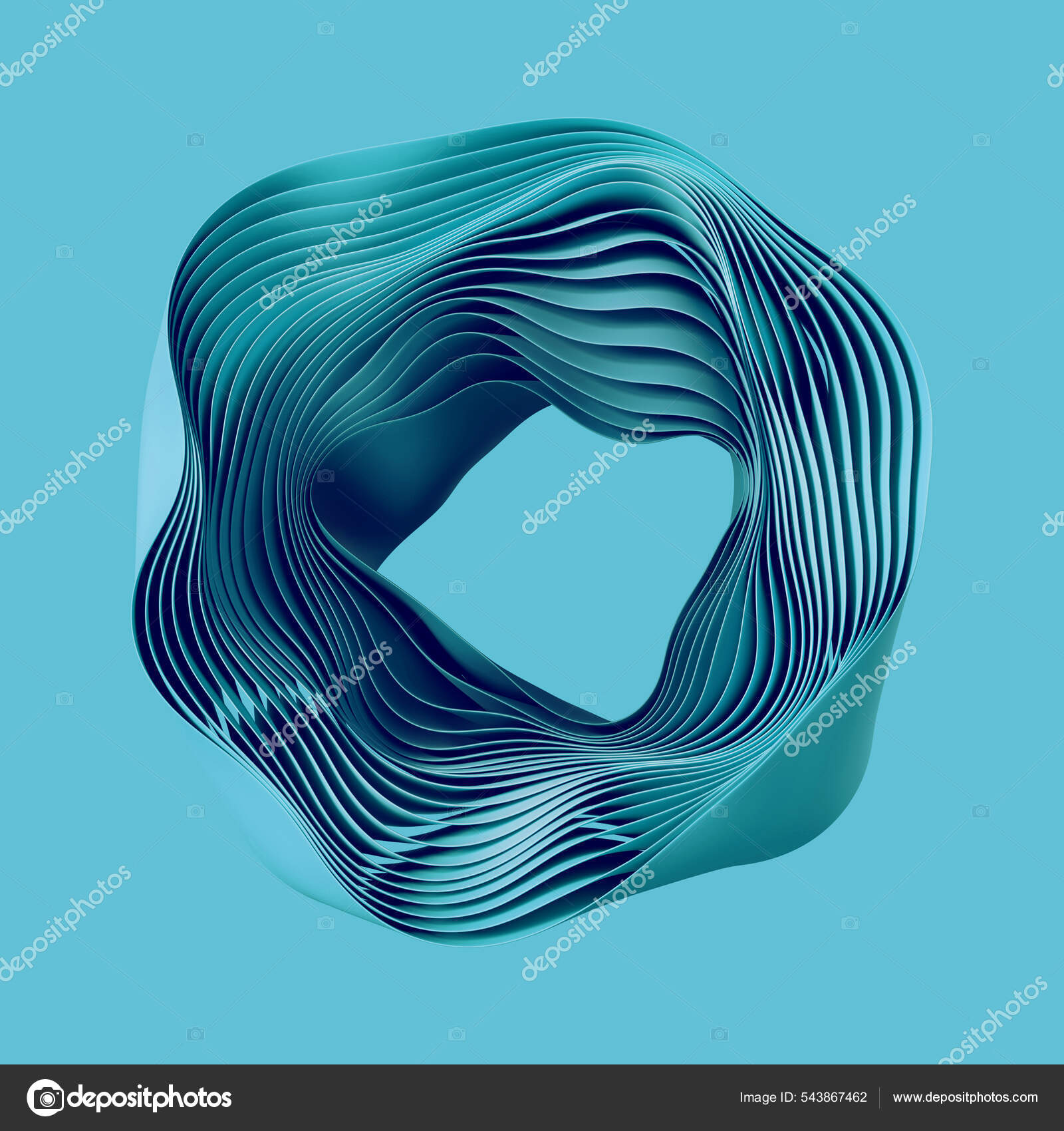 Render Abstract Layered Curvy Object Hole Isolated Blue Background ...