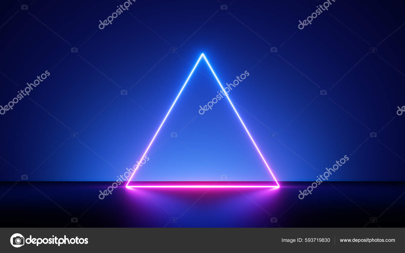 Render Abstract Neon Background Blank Fluorescent Triangular Frame ...