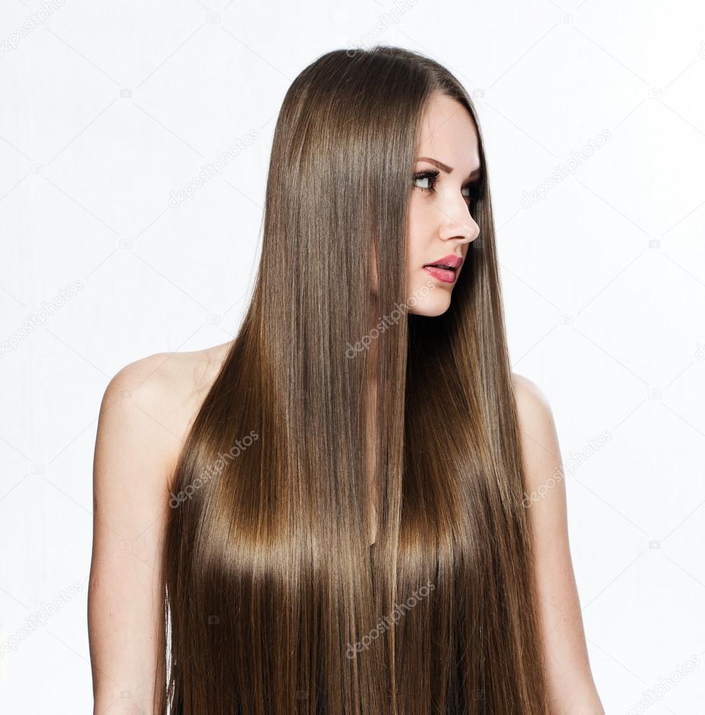 Portrait Of Beautiful Woman With Long Hair Covering Her Naked Body