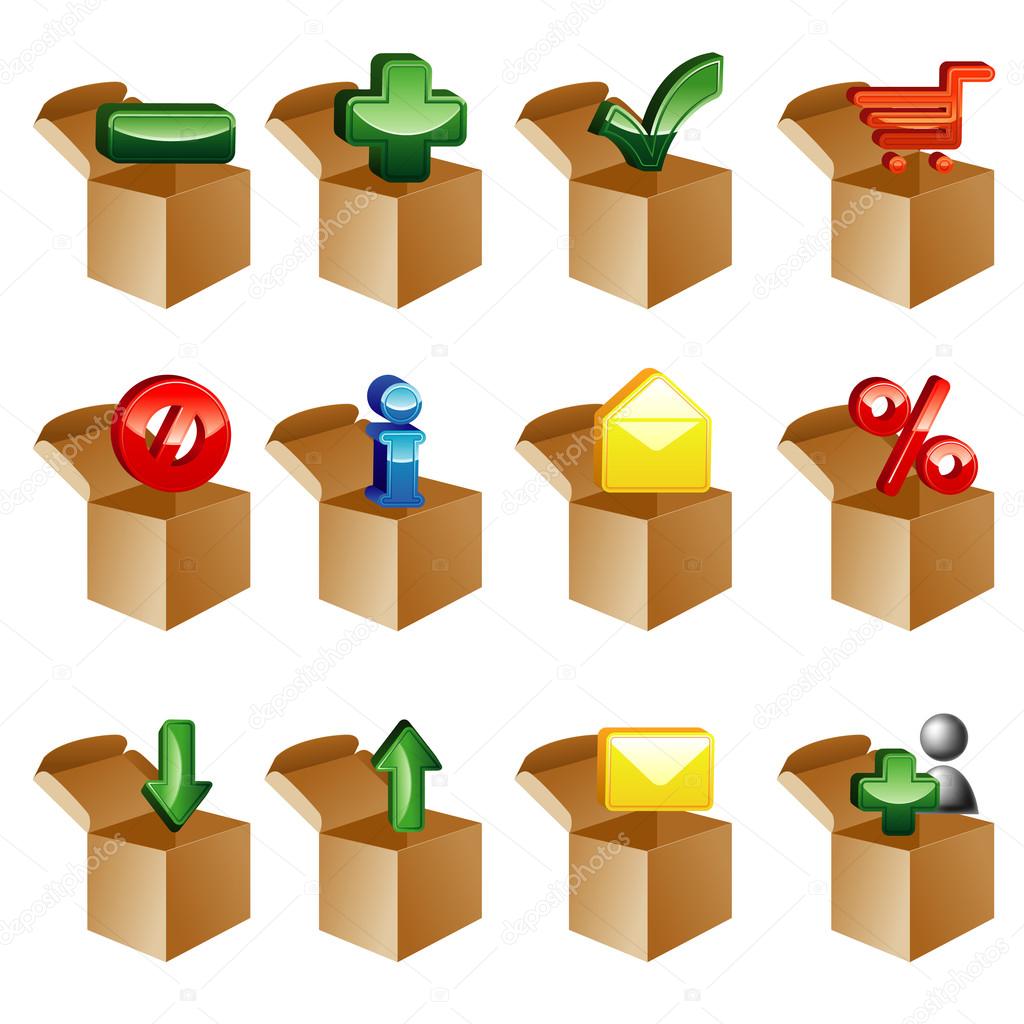 Boxes set of icons Stock Vector by ©ashusha 14082307