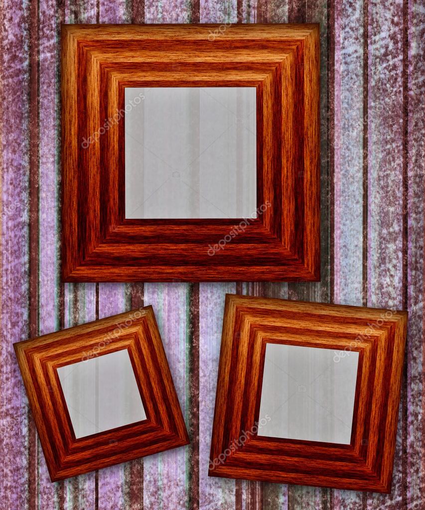 Wooden frames on wall — Stock Photo © AnnPainter #34077723