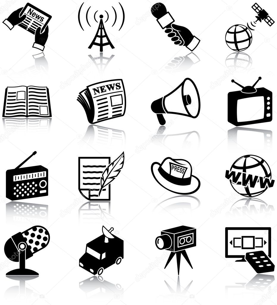Mass media icons — Stock Vector © plutofrosti #41386775