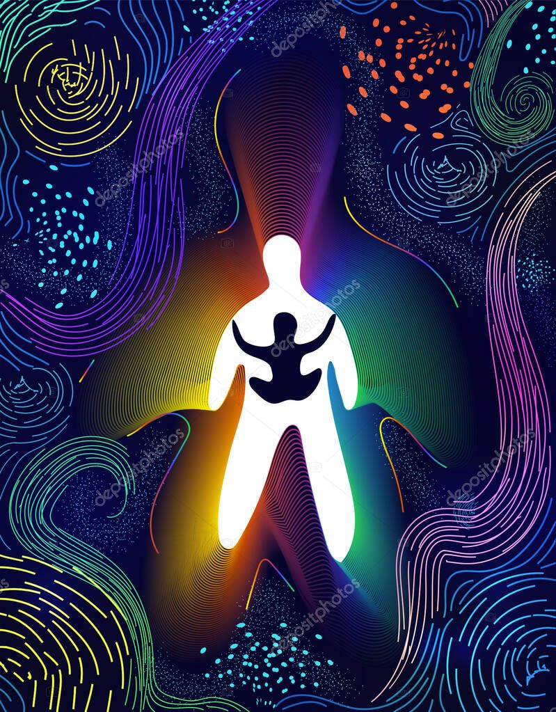 alma en meditación, oración y conexión con Dios y uno mismo rodeado de ...