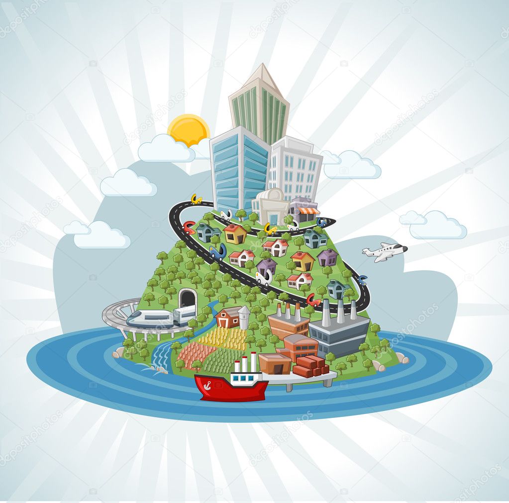 Colorida ciudad de dibujos animados Vector de stock #13783319 de ...