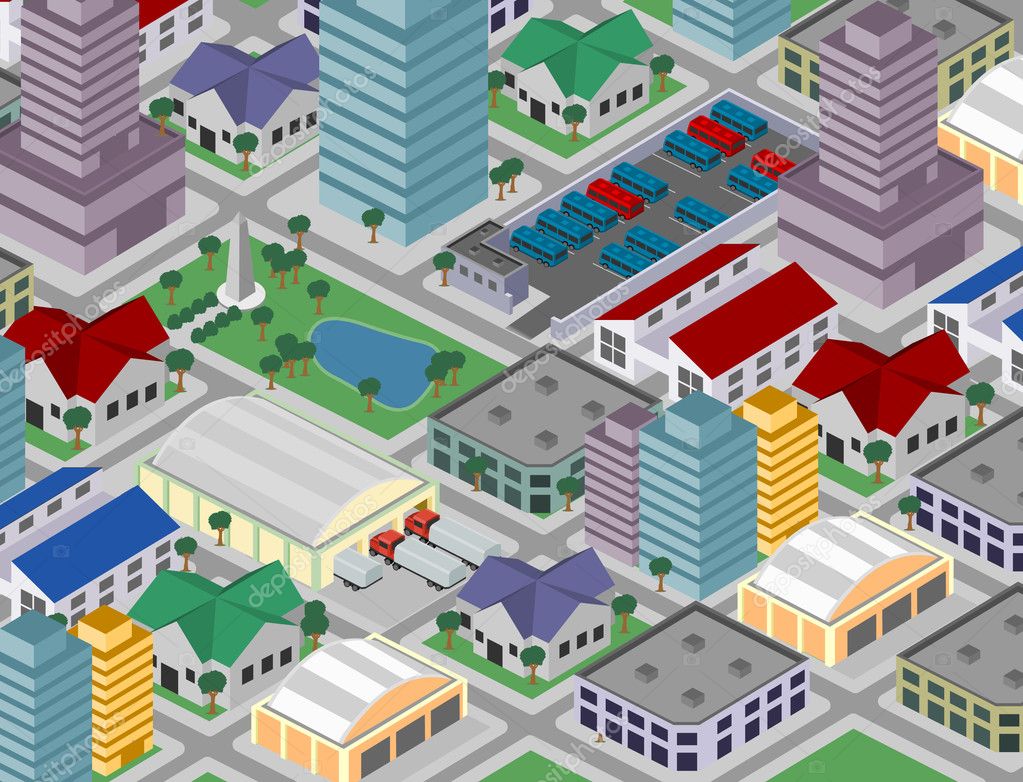 Isometric city — Stock Vector © deniscristo #13783571