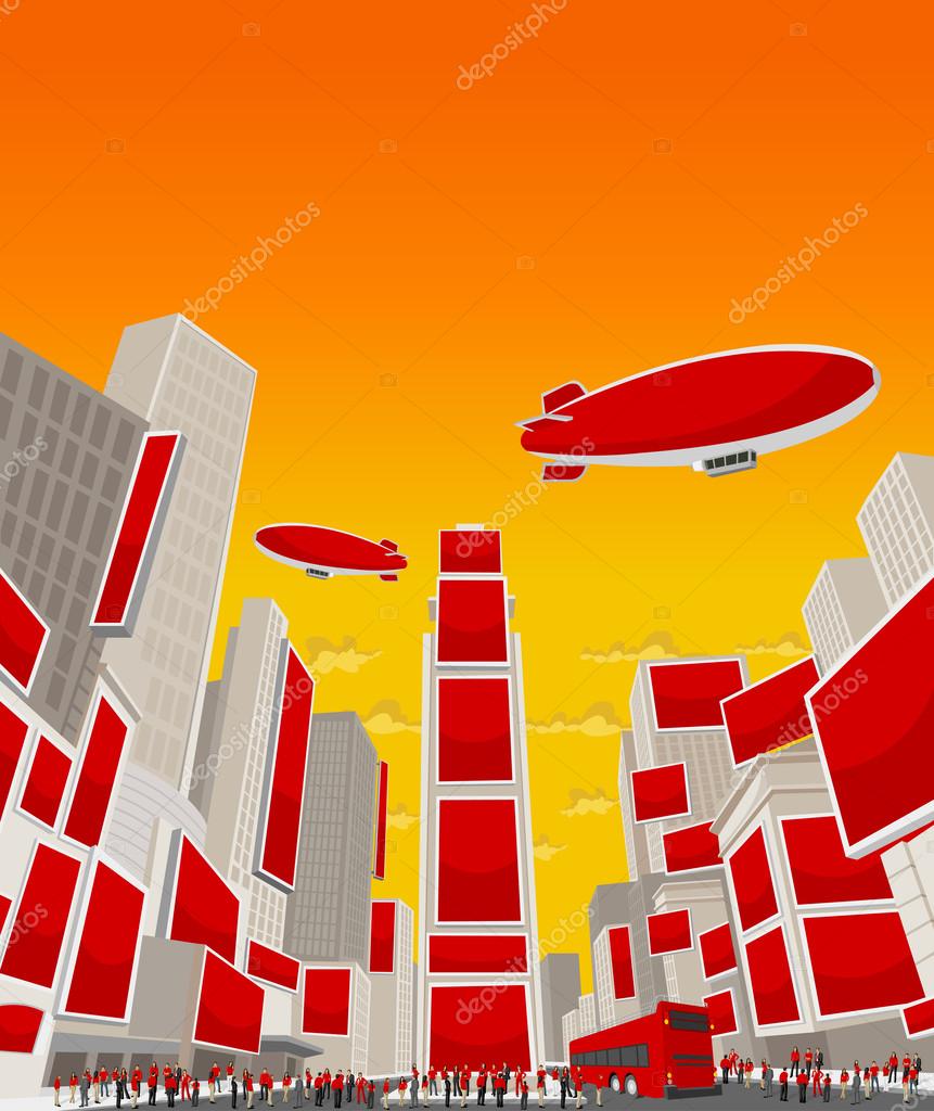 Times Square, Manhattan, New York City. USA. — Stock Vector ...