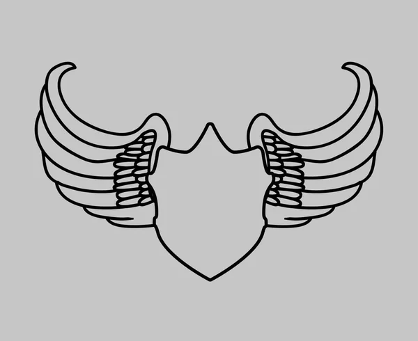 Shield Outline With Wings
