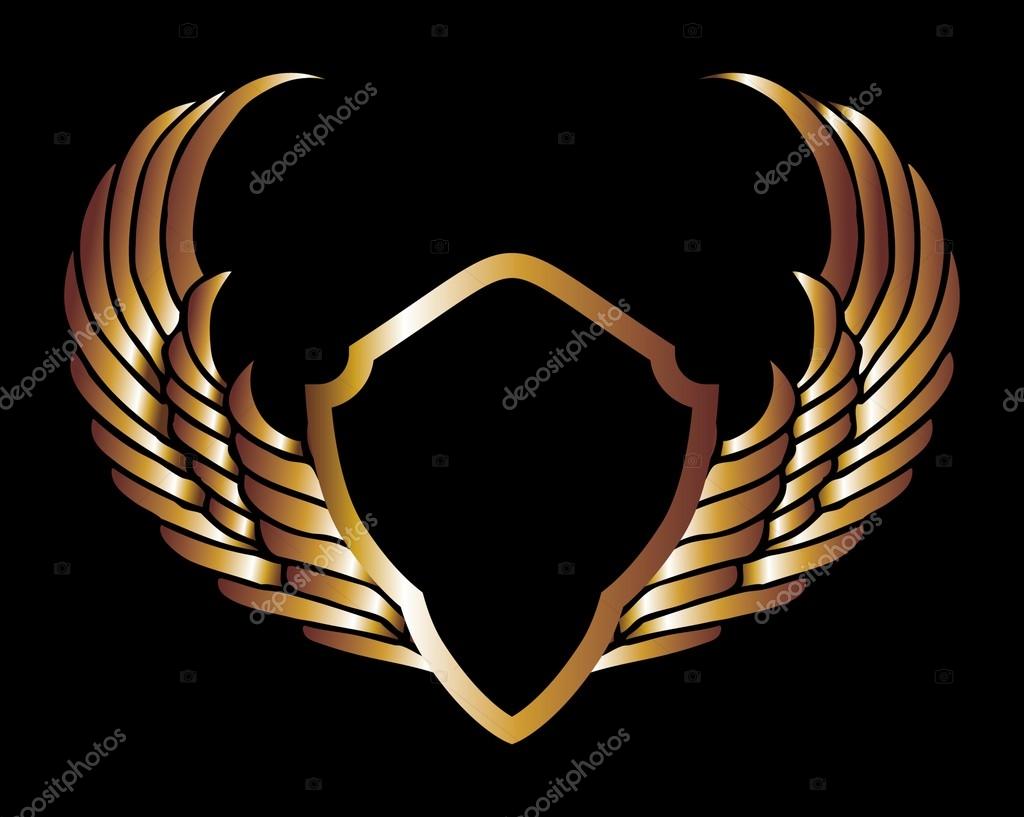Metalic Gold Wings And Shield Vector Art Stock Vector Image By