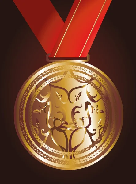 Red ribbon gold medal vector art Stock Vector by ©a1vector #31856669